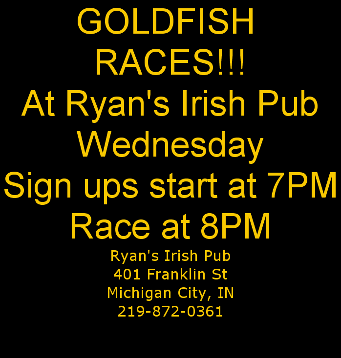 GoldFish Races at Ryan's Irish Pub, Michigan City, IN